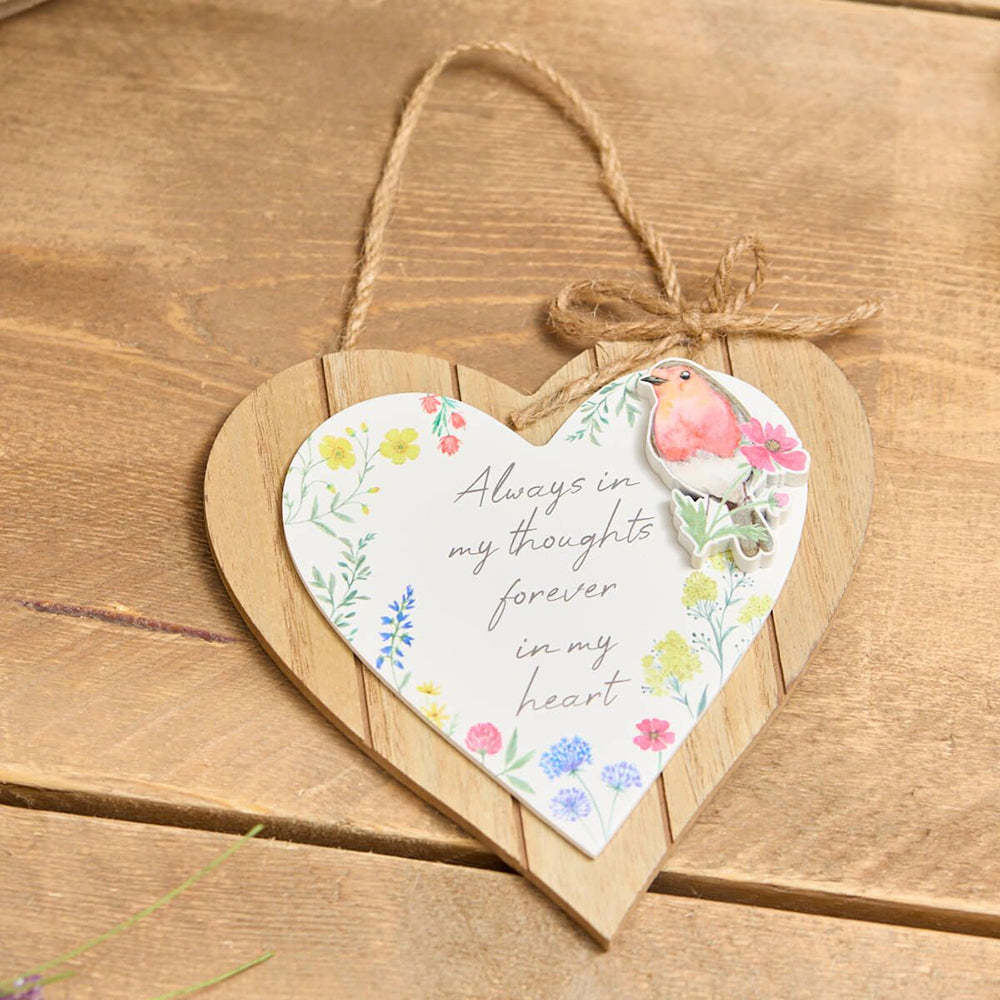 Robin Floral 3D Heart Always In My Thoughts Forever In My Heart Wood H ...