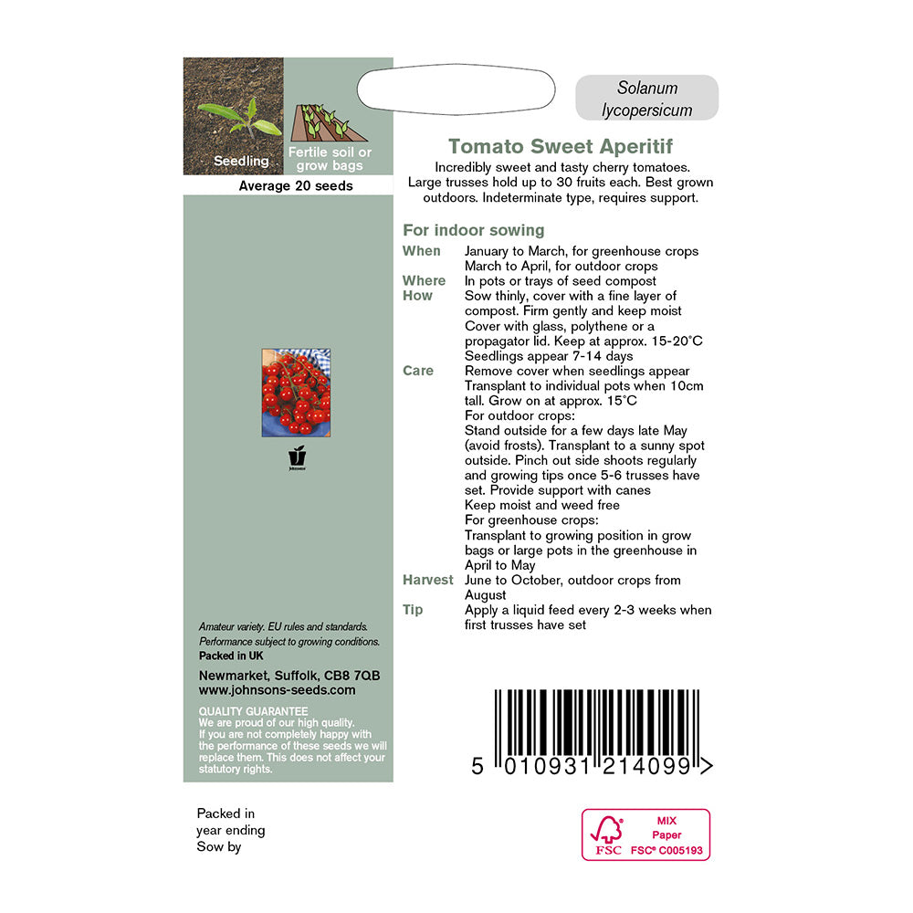 Johnsons Tomato Sweet Aperitif Seeds – DeWaldens Garden Centre