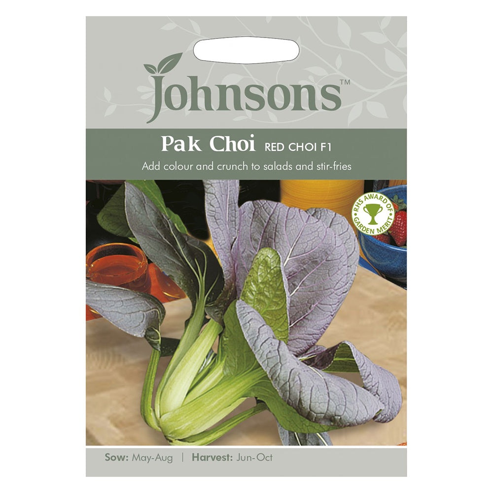 Johnsons Pak Choi Red Choi F1 Seeds – DeWaldens Garden Centre