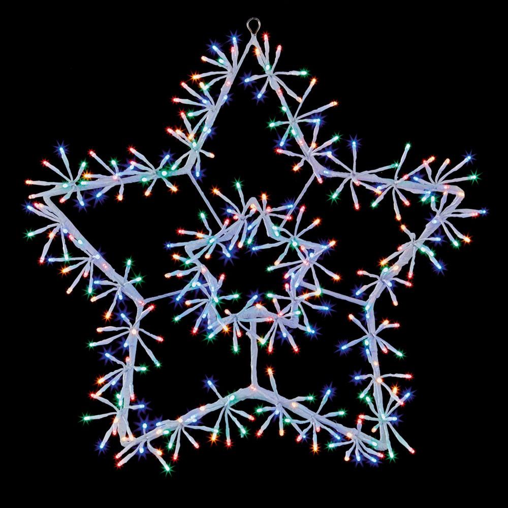 Premier White Starburst Cluster With Multi LEDs – DeWaldens Garden Centre