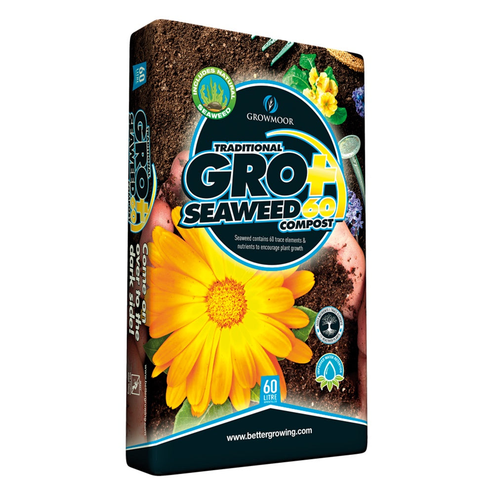 Growmoor Groplus Seaweed 60 Compost - 60L – DeWaldens Garden Centre