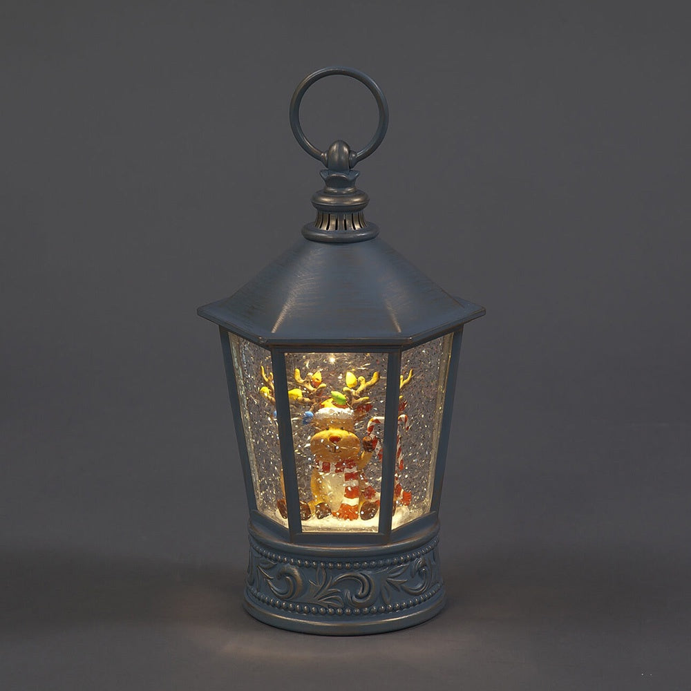 Snowtime B/O LED Water Lantern with Reindeer | DeWaldens Garden Centre