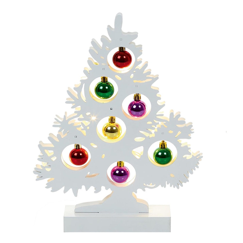 Premier Battery Operated White Wood Tree with Colour LED | DeWaldens ...
